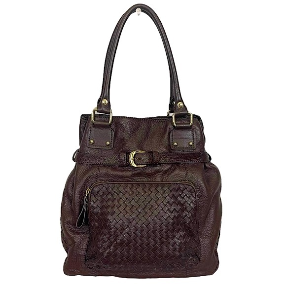 Elliott Lucca | Bags | Elliott Lucca Chocolate Brown Pebbled Woven Leather Shoulder Bag | Poshmark